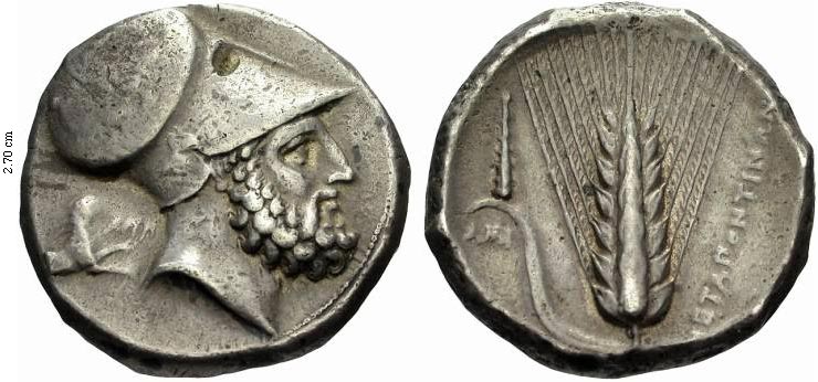 distater of Metapontion, 330-325 BC